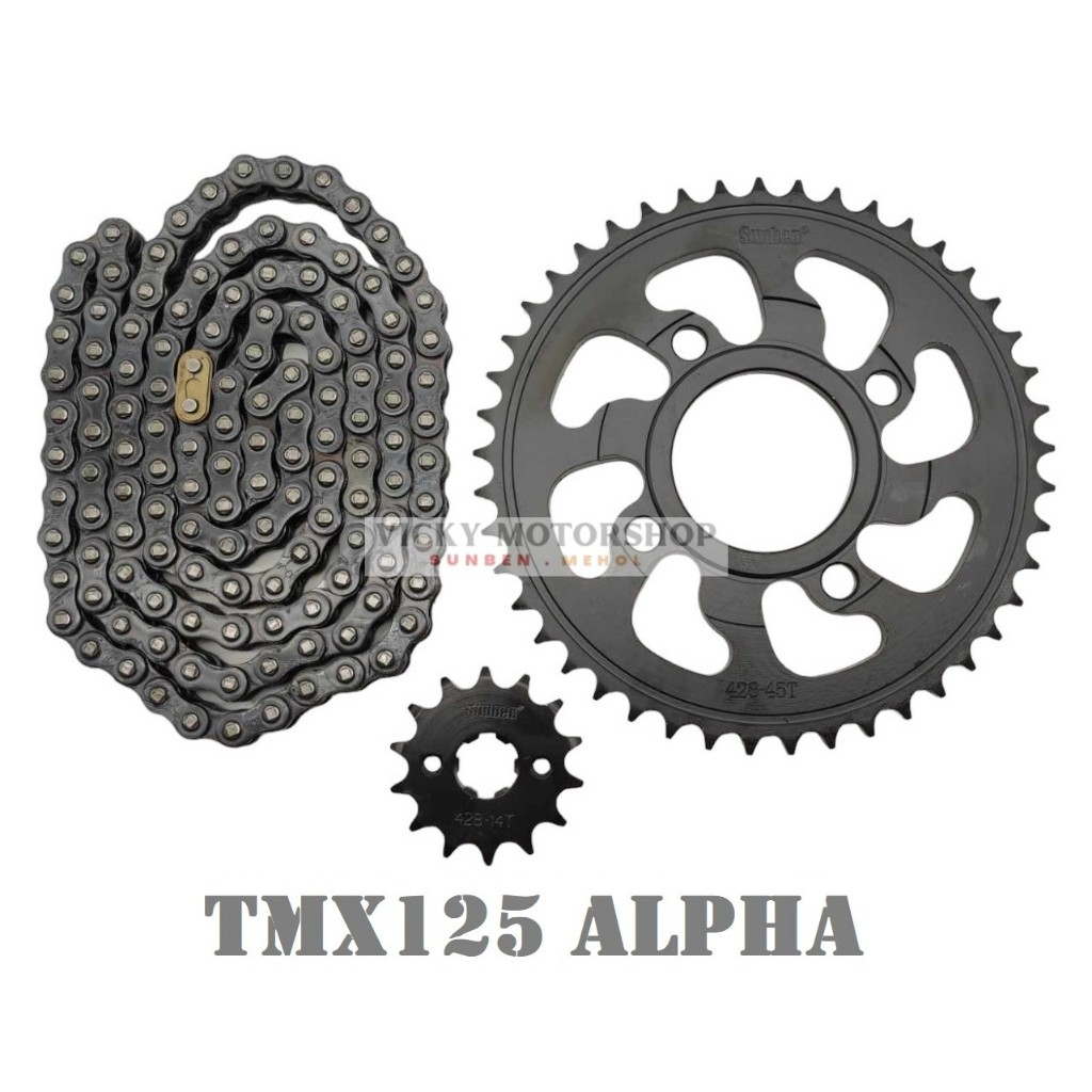 CHAIN AND SPROCKET SET FOR HONDA TMX125 ALPHA 428 42T 45T (designed ...