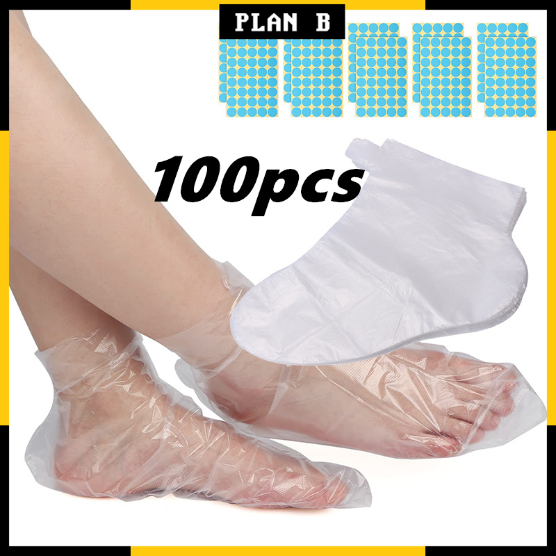 100Pcs Disposable Plastic Foot Covers Paraffin Medicated Bath Socks For ...