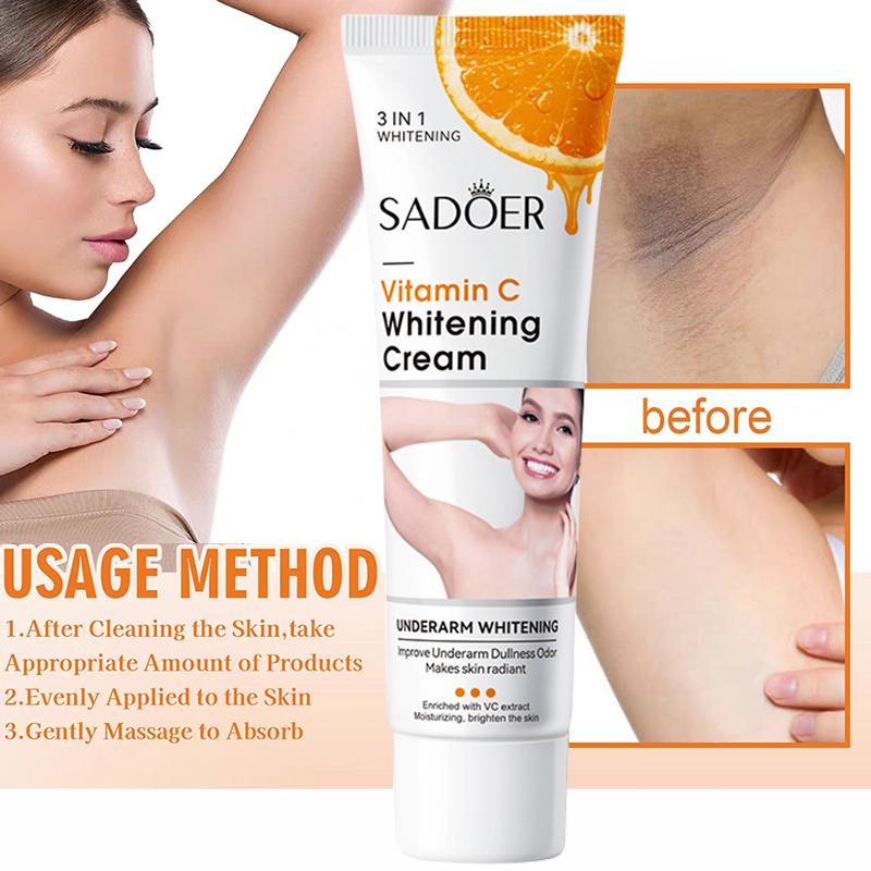 SADOER Vitamin C Underarm & Armpit Whitening Cream Effective Armfit Brilliant Whitening Body 50g ...