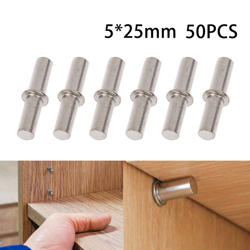 50pcs Shelf Pins 5*25mm Metal Nickel Shelf Holder Support Pins for ...