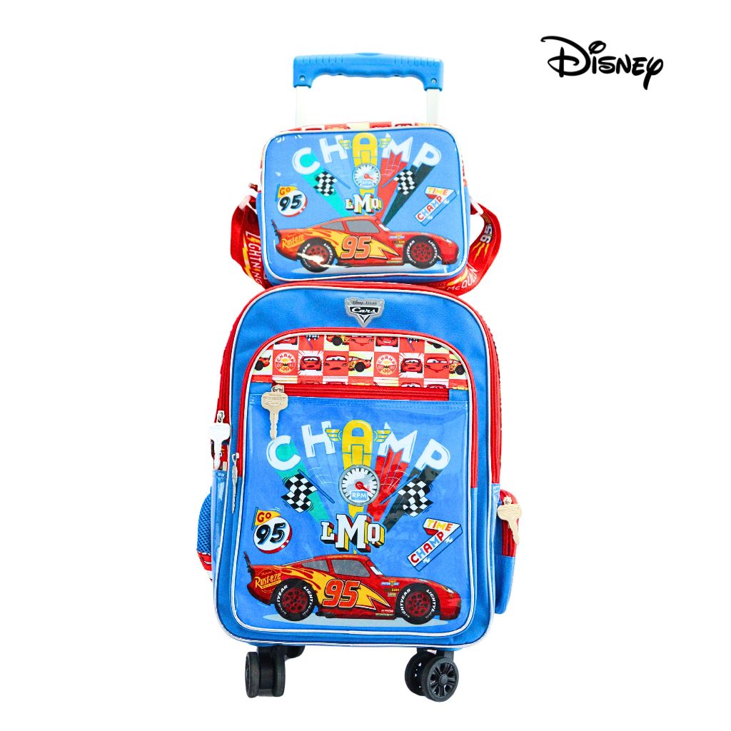 Disney Cars Lightning McQueen Blue 16inch Light Up Trolley Set | Shopee ...