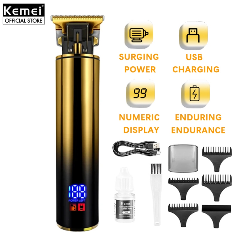 KemeI Barber Machine 0MM Multi Function Hair Clipper Cordless Metal ...