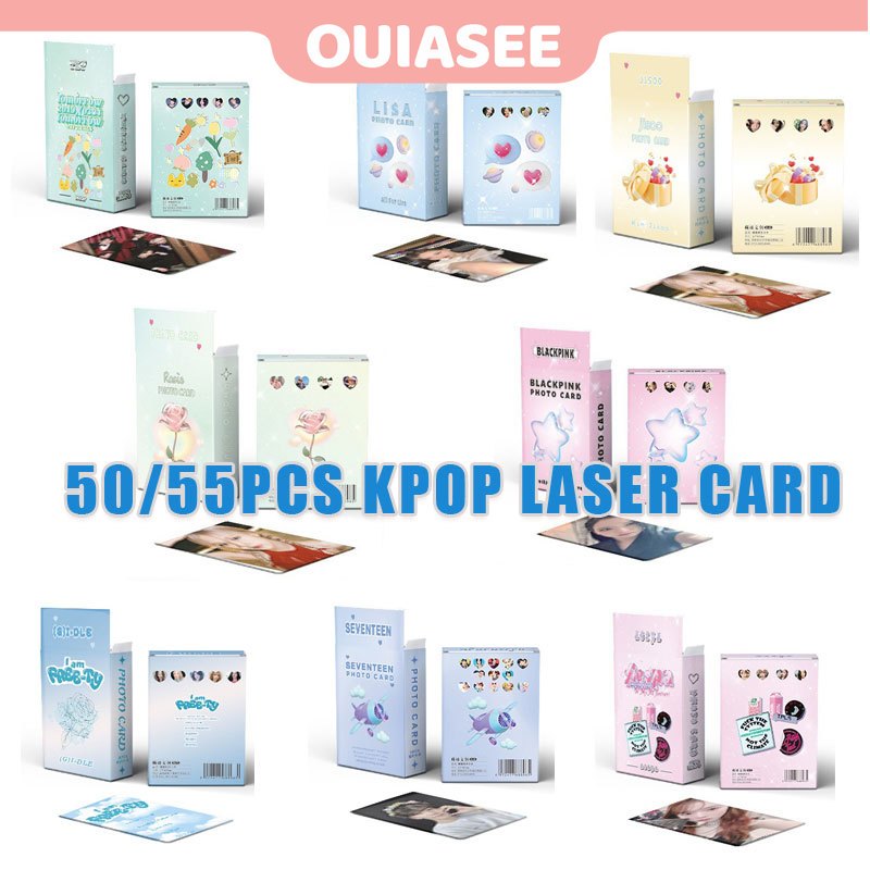 KPOP 50/55Pcs/Box Kpop Laser Cards EN BP TWICE TXT Seventeen Album ...
