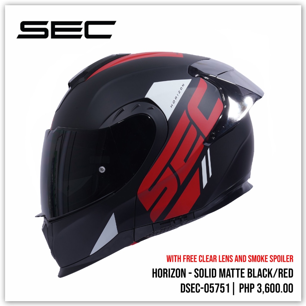 SEC HORIZON V2 SOLID DUAL VISOR MODULAR HELMET WITH FREEBIES | Shopee ...