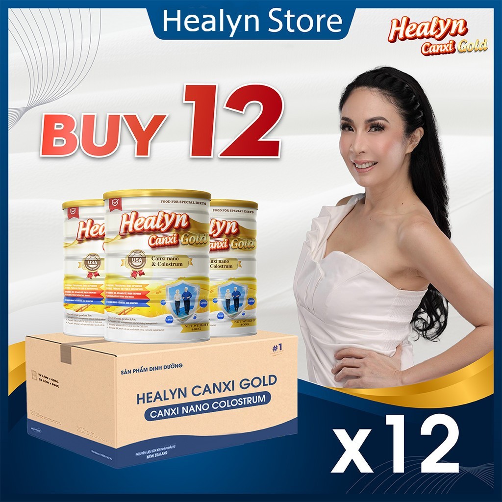 BOX OF 12 CANS Healyn Canxi Gold 400g - Milk for osteoporosis and ...