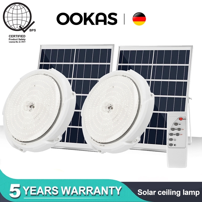 OOKAS Solar Ceiling Light Indoor Outdoor LED Solar light Waterproof ...