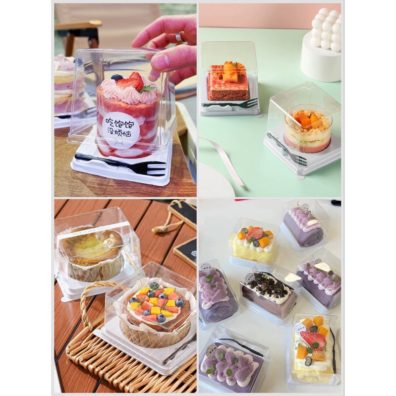 [10 PCS] 3 INCH MINI CAKE BOX WITH FORK | For Mousse Cakes | Shopee ...