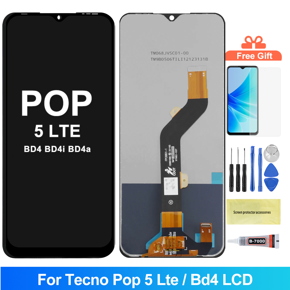 LCD Display with Frame For Tecno Pop 5 Lte Lite Bd4 Bd4i Bd4a LCD Touch ...