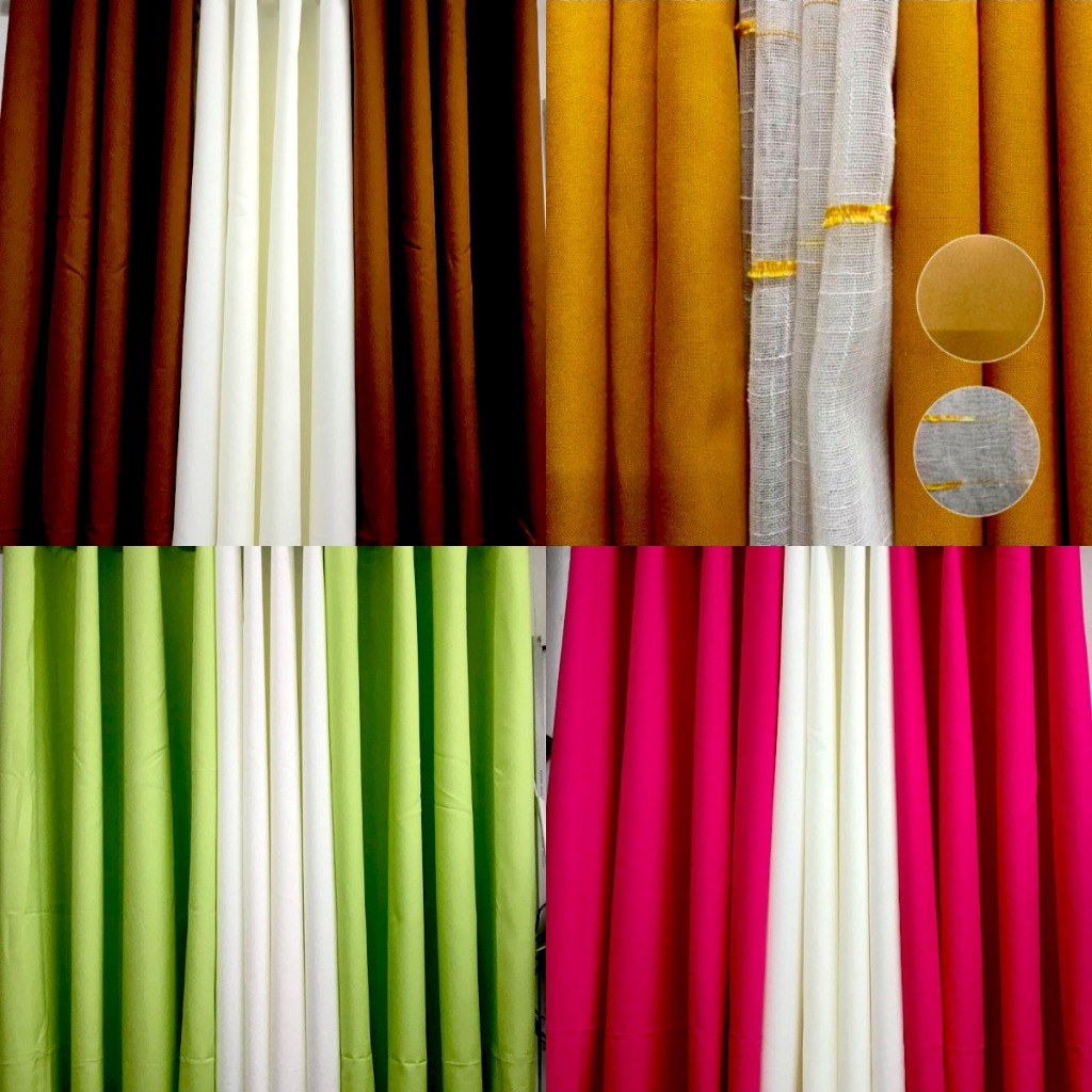 3 in 1 Set Ring Curtains Plain Katrina Design (Katrina Fabric) | Shopee ...