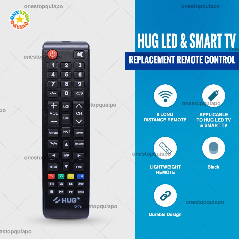 OSQ Replacement Remote Control for HUG LED TV & HUG Smart TV | Shopee Philippines
