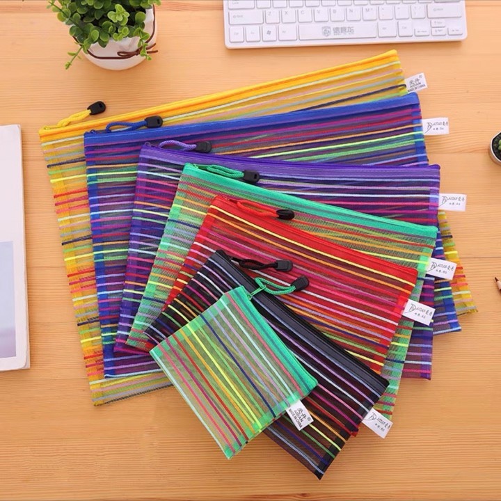 CSQUARE Colored Zipper Net Envelope for School and Office Use | Shopee ...