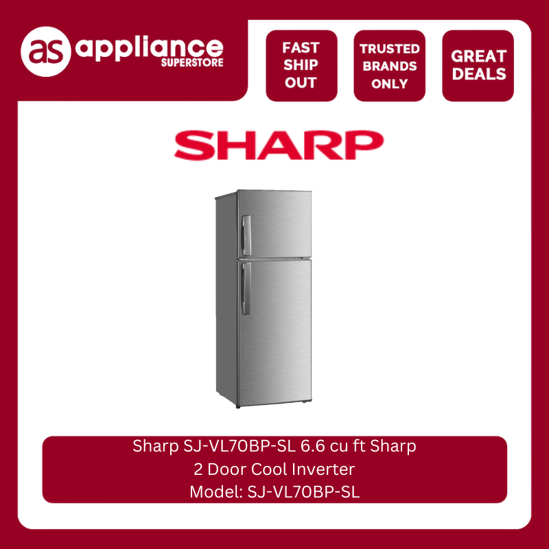 Sharp SJ-VL70BP-SL 6.6 cu ft Sharp 2 Door Cool Inverter | Shopee ...