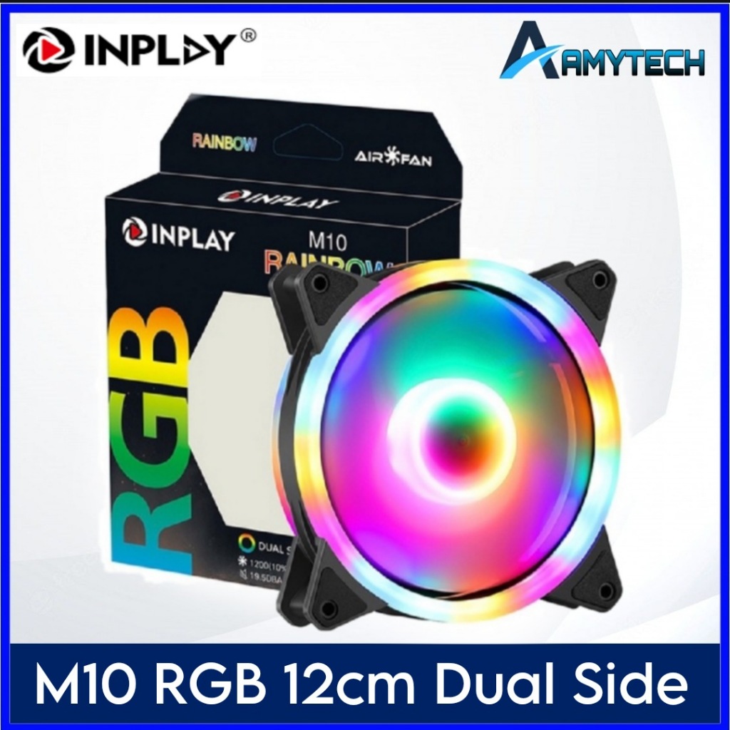 INPLAY FAN M10 rainbow RGB 120mm 3 Pin Connector + 4-pin MOLEX | Shopee ...