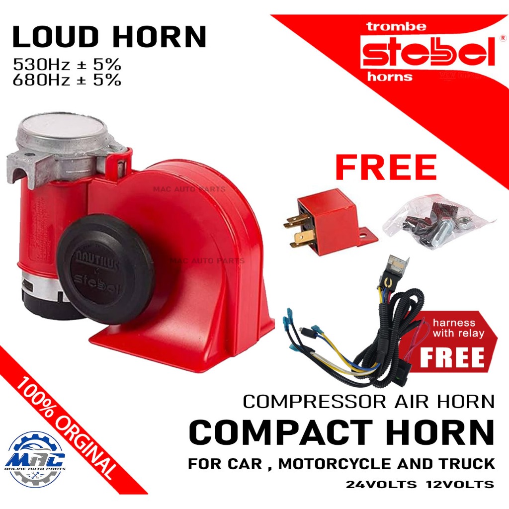STEBEL COMPACT HORN Loud compressor air horn 12V to 24v for motorcycle ...