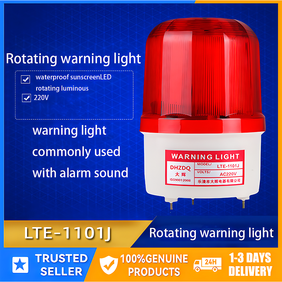 220V LED Alarm Light Warning Lamp Signal Buzzer Rotary Strobe Flash ...