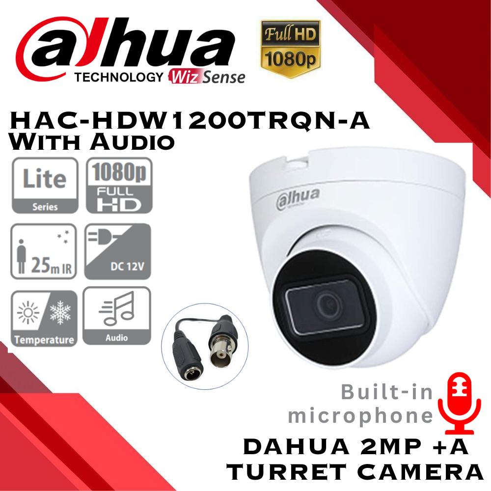 Dahua 2MP DOME with AUDIO HAC-HDW1200TRQN-A 2MP IR HDCVI Fixed-focal ...