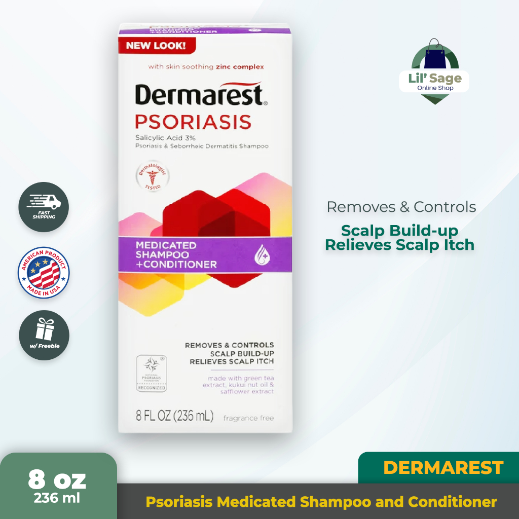 Dermarest Psoriasis Medicated Shampoo and Conditioner, Unscented ...