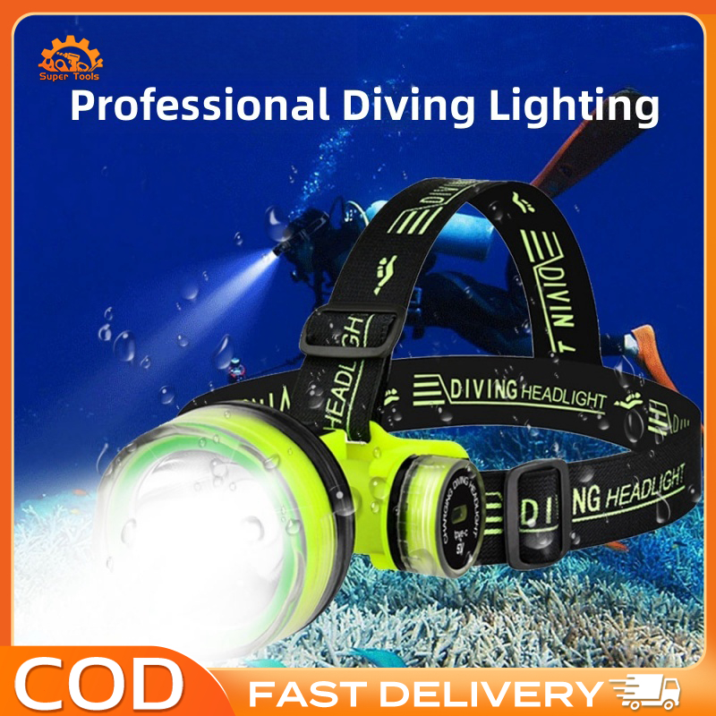 Diving Headlight Rechargeable Professional Flashlight Waterproof Led ...