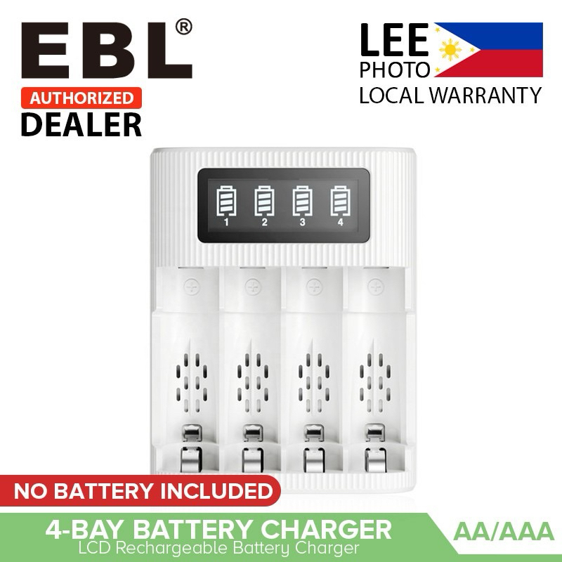 EBL 6409 Smart AA AAA Battery Charger 4 Slots LCD Rechargeable Battery ...