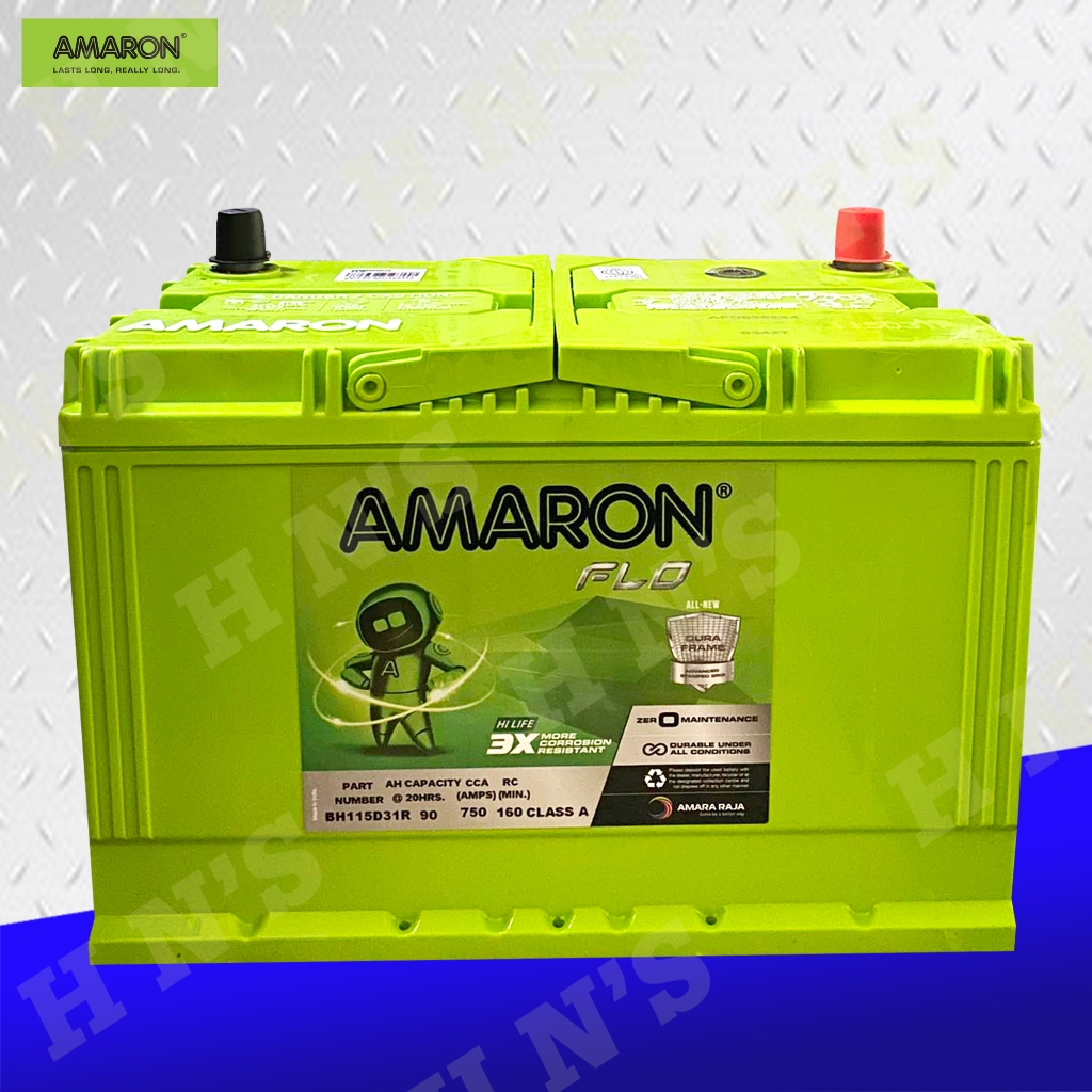 Amaron Flo BH115D31R (3SMF Reverse) Maintenance Free Car Battery w/ 21 ...