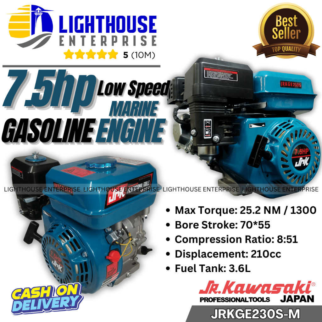 Jr Kawasaki 7.5hp Low Speed Gasoline Engine Marine (JRKGE230S-M ...