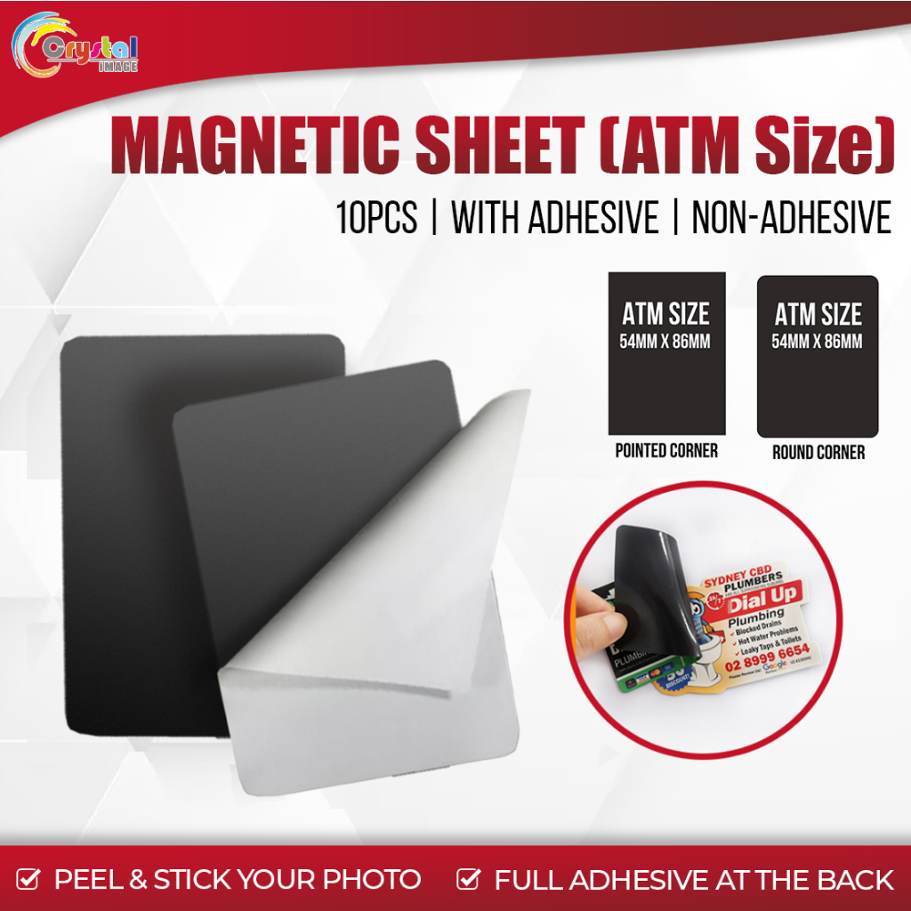 Magnetic Sheet ATM Size 10pcs [54x86mm] Ref Magnet Cards (w/ Adhesive | Non-adhesive) Rubber ...