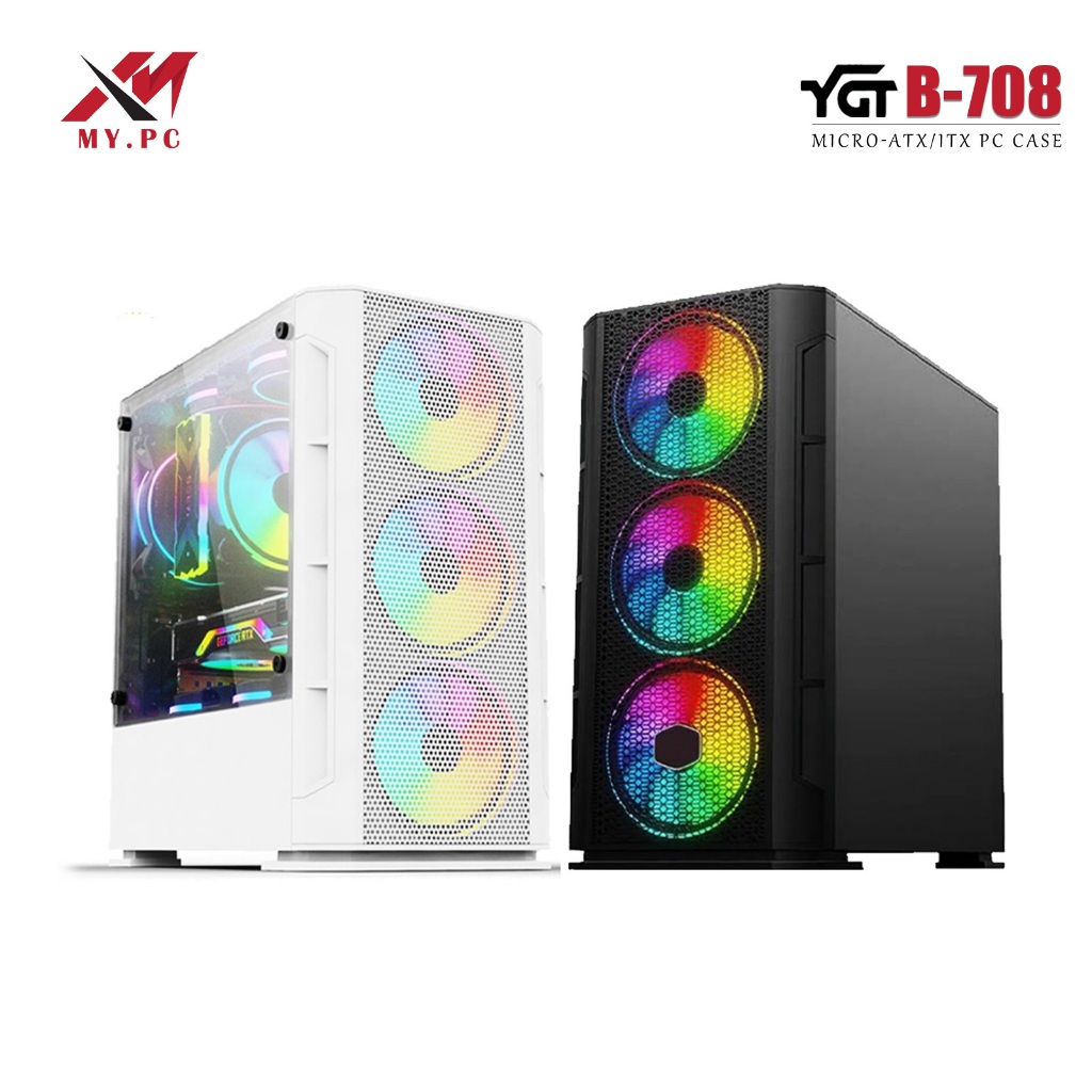 YGT B-708 black White Tempered Glass Micro-ATX/ITX Gaming PC/Desktop Case | Shopee Philippines