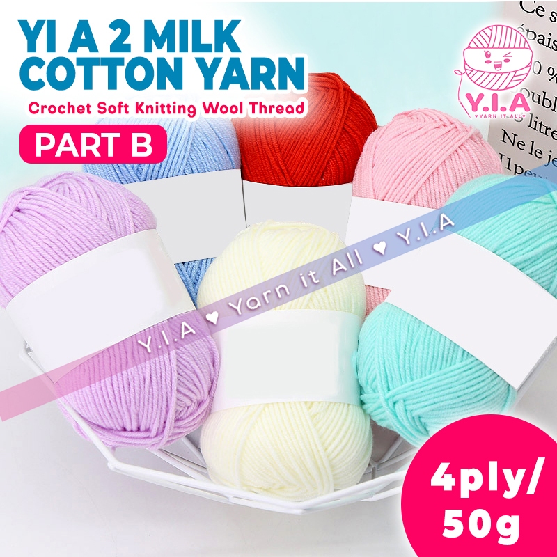 Soft 50g Milk Cotton Yarn: Crochet and Knit with 4-Ply Wool Thread ...