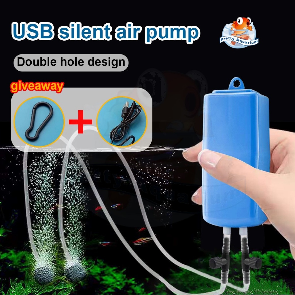 USB Double-Head Oxygen Pump Mini Aquarium Air Pump High Energy ...