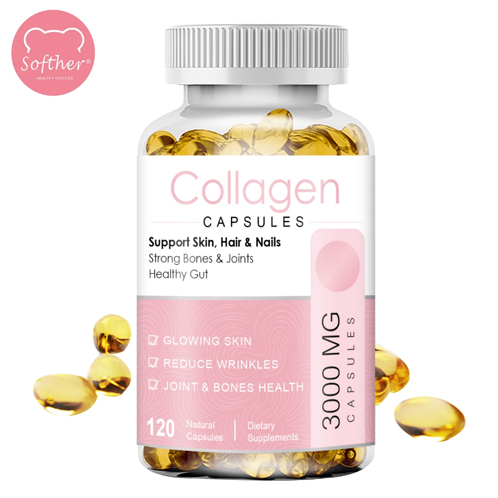 Softher Collagen Capsule with Vitamin C Reduce Wrinkles Skin Whitening ...