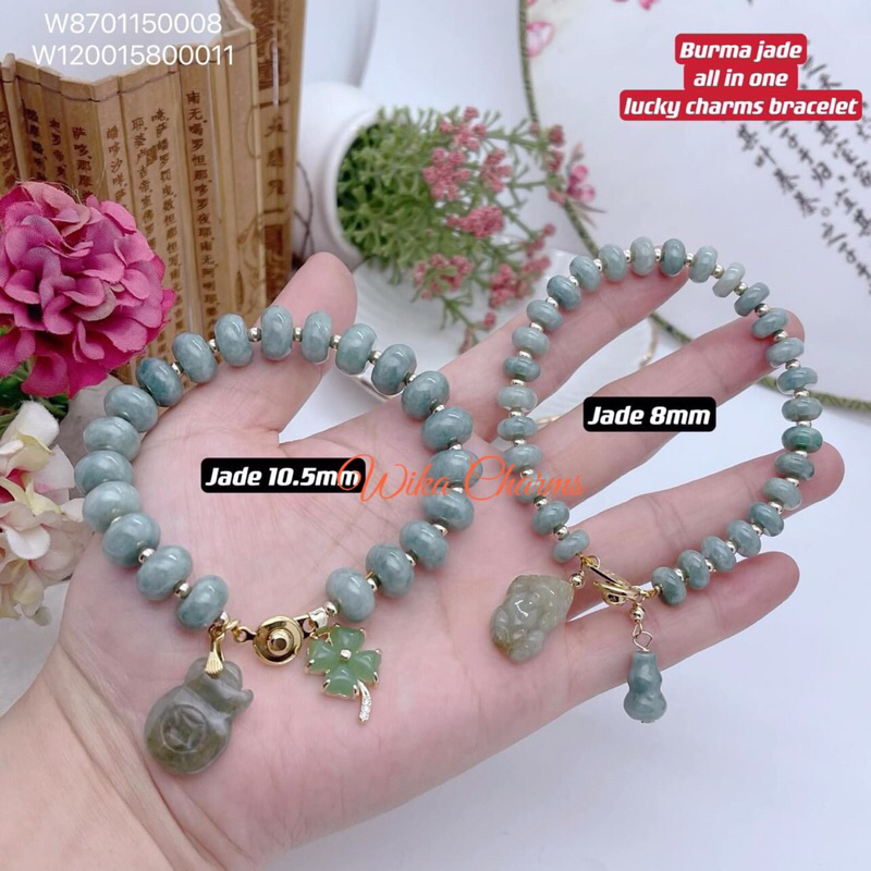 (wikacharms) burma jade all in one lucky charms bracelet | Shopee ...
