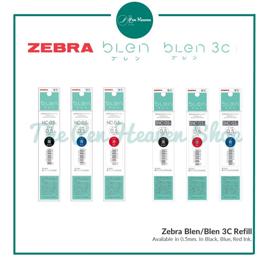 Zebra Blen/Blen 3C Ballpoint Pen/Multipen Refills (Blen 3) | Shopee ...