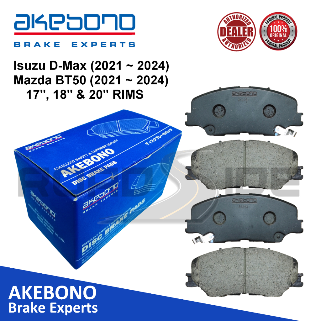 Akebono Front Brake Pads for Isuzu D-Max (2021~2024), Mazda BT50 (2021~2024) - 17", 18" & 20 ...