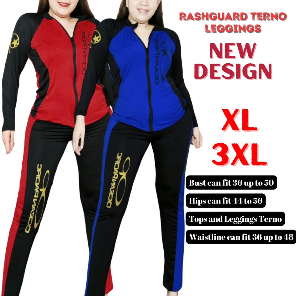 COD Plus Size Long Sleeve Rash Guard Terno Leggings Swimwear XL-3XL | Shopee Philippines