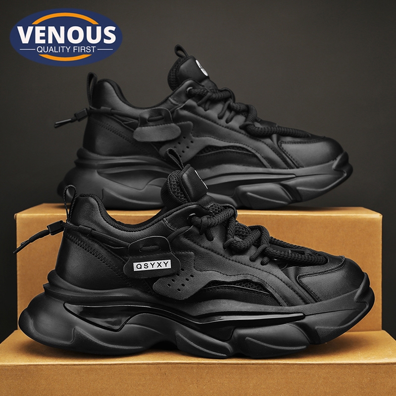 Venous 2024 Black Chunky Shoes for Men Original Casual Sneakers for Men ...
