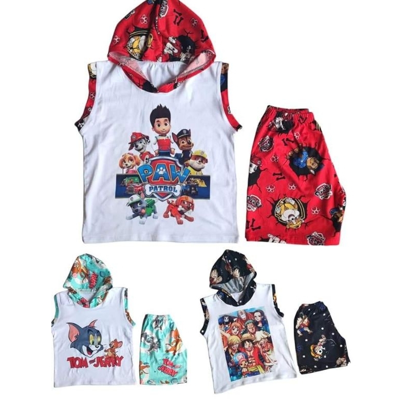 ONHAND Summer Muscle Sando with Hoodie Terno for Kids Fits 4 to 7 yrs ...