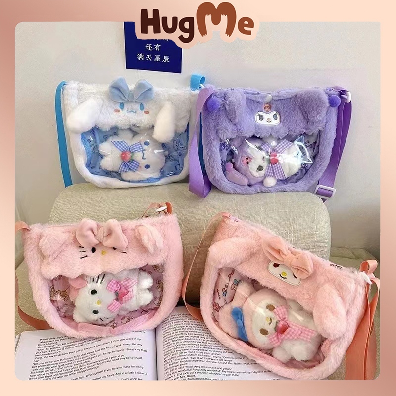 Japan New Sanrio Plush Bags Cinnamoroll Melody Kuromi Transparent ...