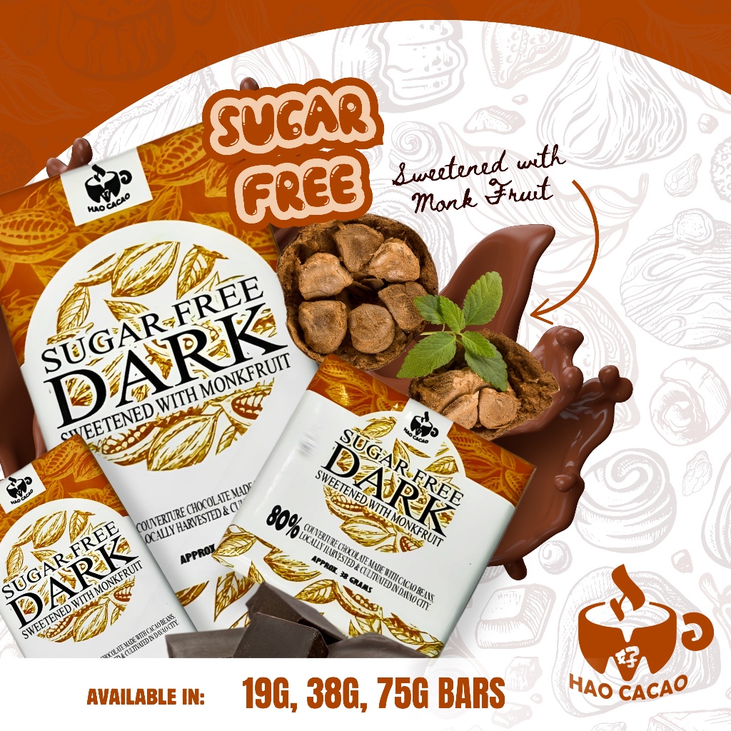 HAO CACAO 80% SUGARFREE Dark Chocolate (19g, 38g, 75g) VEGAN&KETO ...