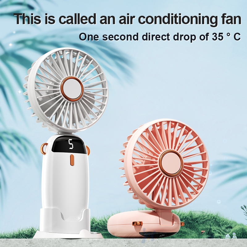 Portable Mini Fan USB Rechargeable Handheld Fan 5-Speed Adjustable ...