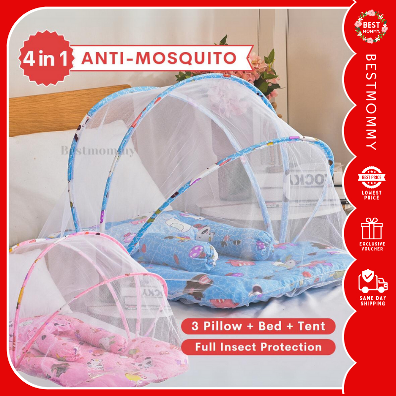 BESTMOMMY Baby Mosquito Net Foldable Anti Mosquito Net For Crib With 3 ...