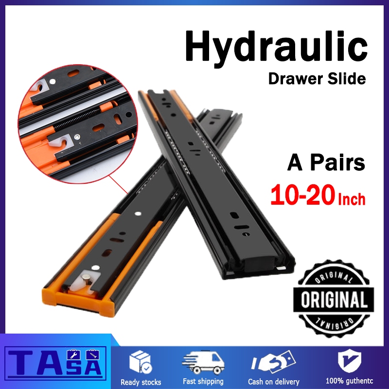 (A PAIR) Hydraulic Drawer Slider Rail Drawer Guide Bearing Heavy Duty ...