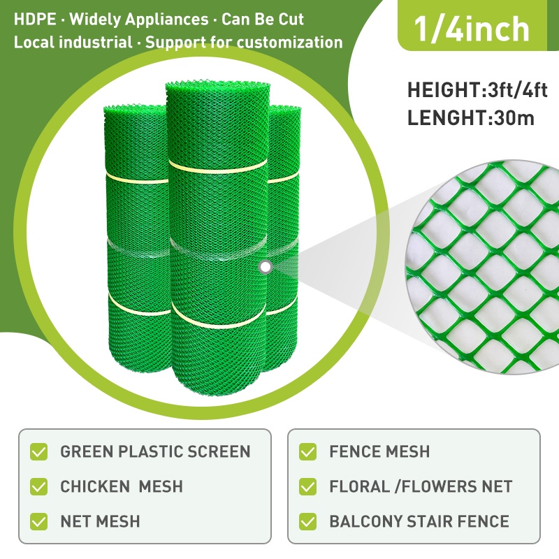 1/4Inch 30M Plastic Screen Fence Mesh for Chicken Cat Bird Pipe Window ...