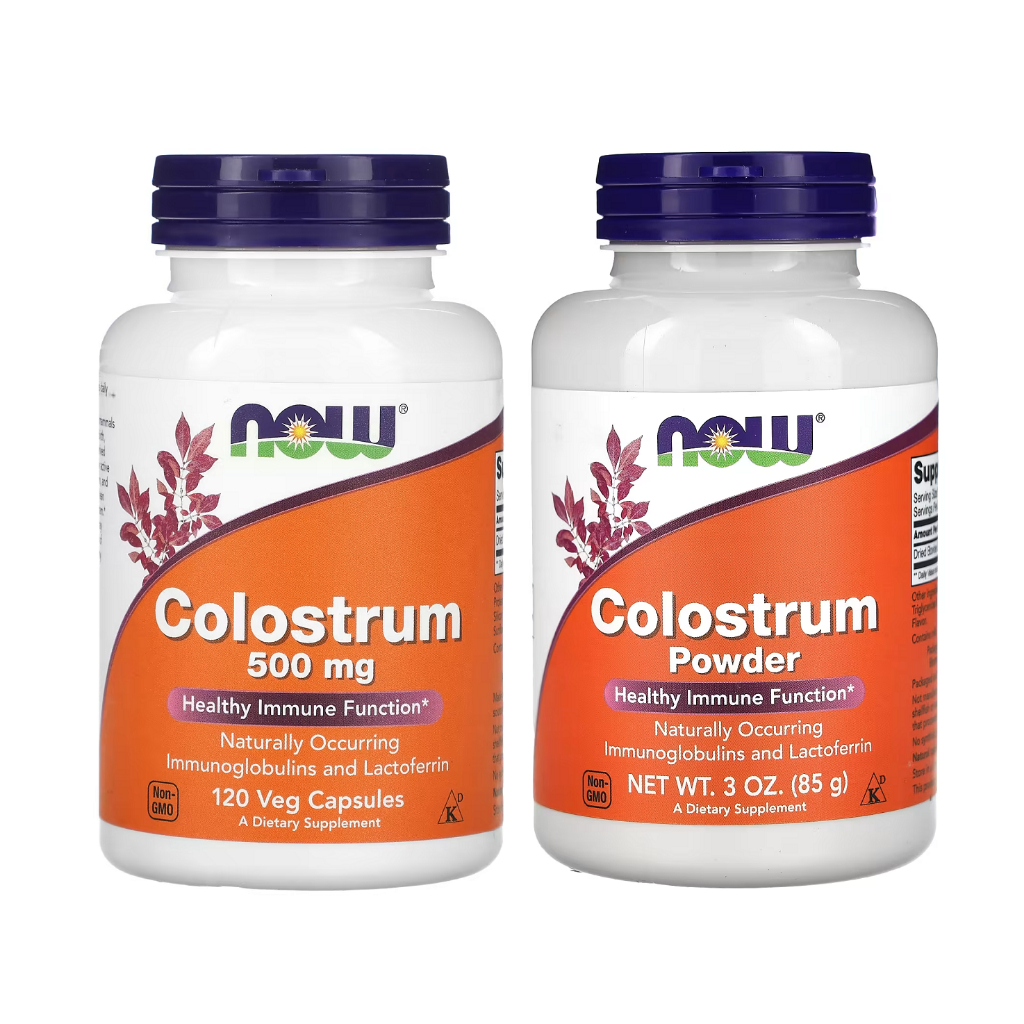 NOW Foods Colostrum 500 mg 120 Veg Capsules / Powder, 3 oz (85 g ...
