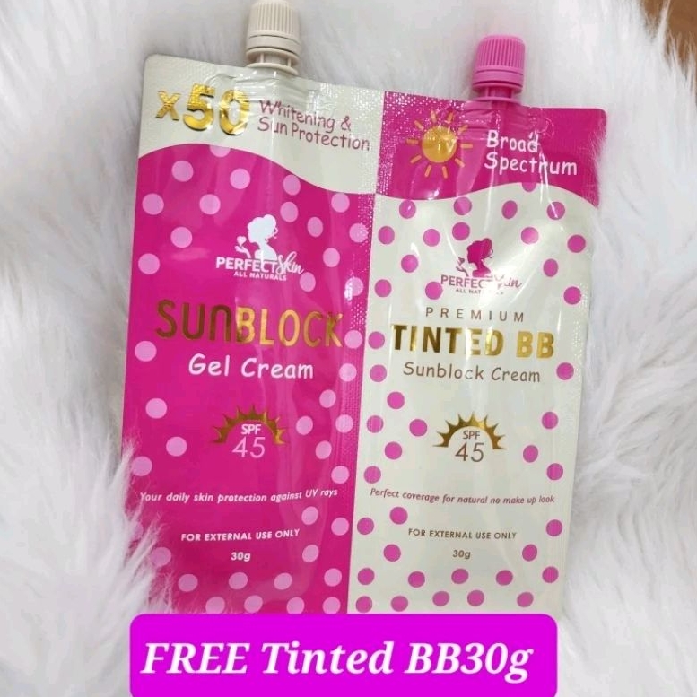 Perfect Skin Gel Cream Sunblock, Twin Pack Sunscreen and BB Tinted, Flawless Sunscreen | Shopee ...