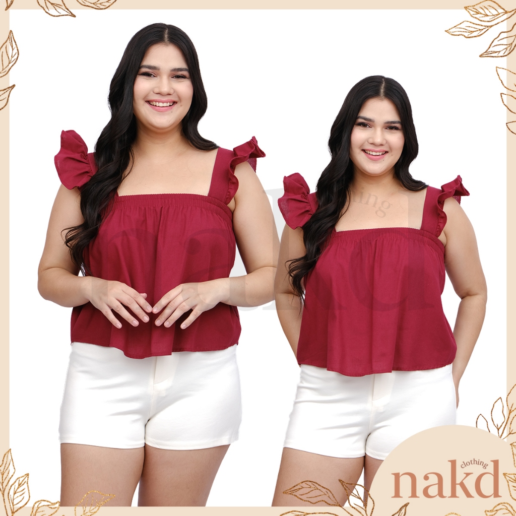 NAKD FASHION PLUS SIZE ABBY RUFFLE SLEEVES SEXY SUMMER COTTON LINEN ...