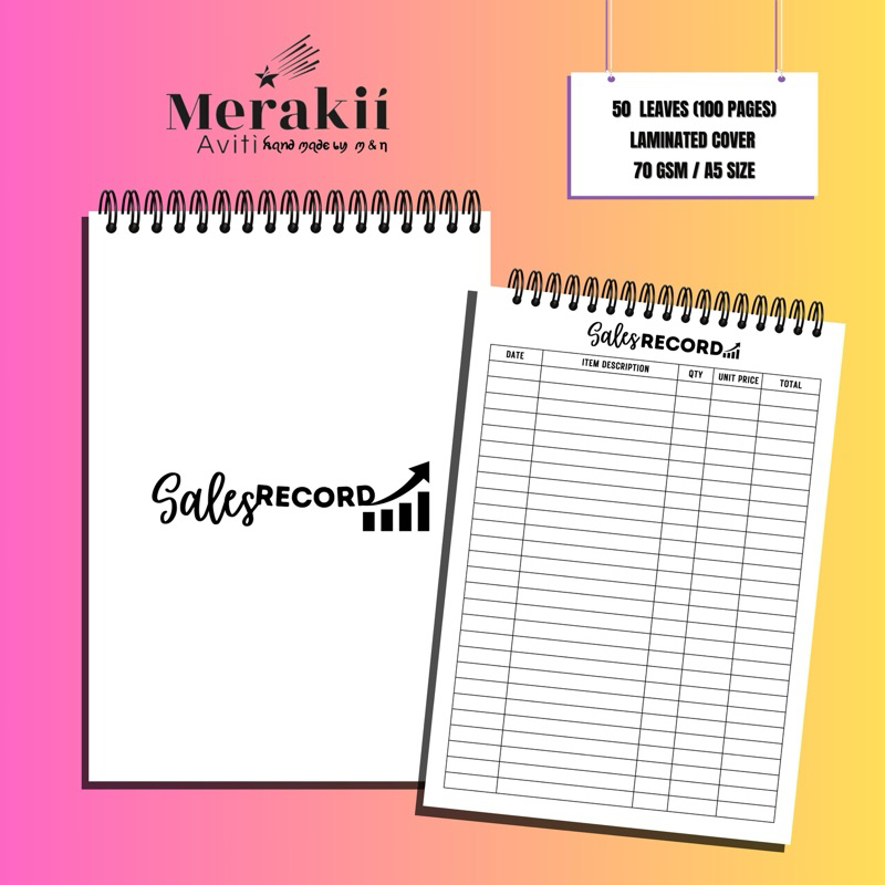 SALES RECORD NOTE BOOK | A5 | 50 LEAVES (100pages) | Shopee Philippines