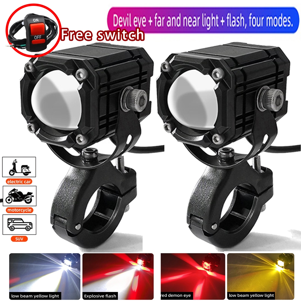 A pair Motorcycle Led Light with flash 4 modes Mini Driving light ...