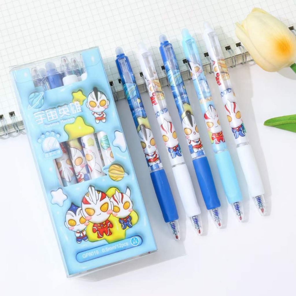 GP8019 KAPCAT 1Box/12Pcs black ink erasable gel pen Ultraman style ...