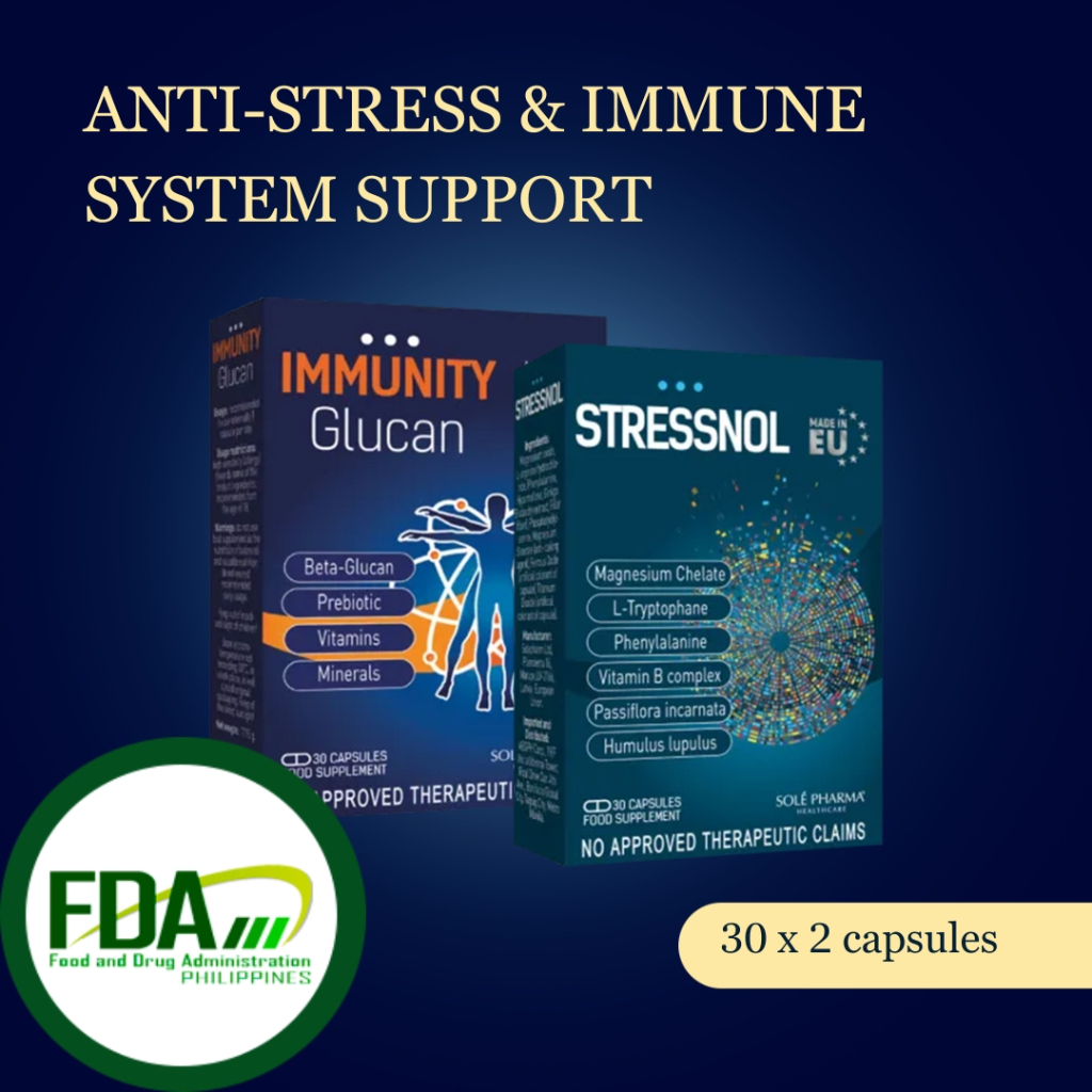 Immunity Glucan and Stressnol - Antistress and Immune System support Premium Supplements (2 ...