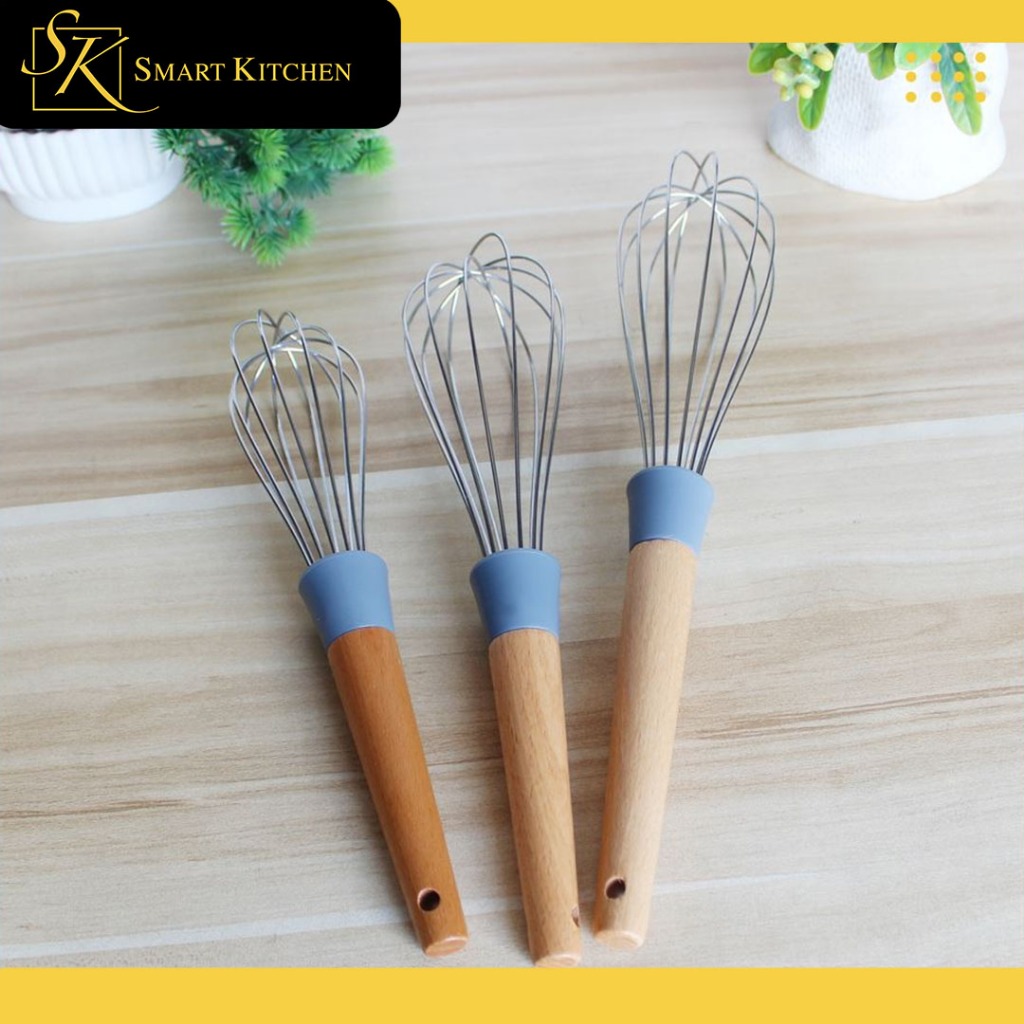 Smart Kitchen Wooden Handle Egg Beater Whisk For food preparation ...